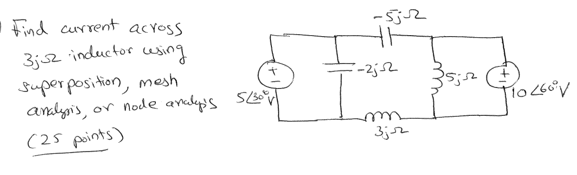 Solved Find Current Across 3jΩ Inductor Using Superposition