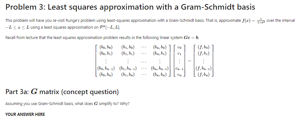 Problem 3: Least squares approximation with a | Chegg.com