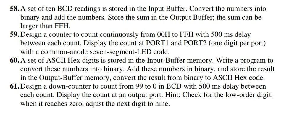 Solved 58. A set of ten BCD readings is stored in the Input | Chegg.com