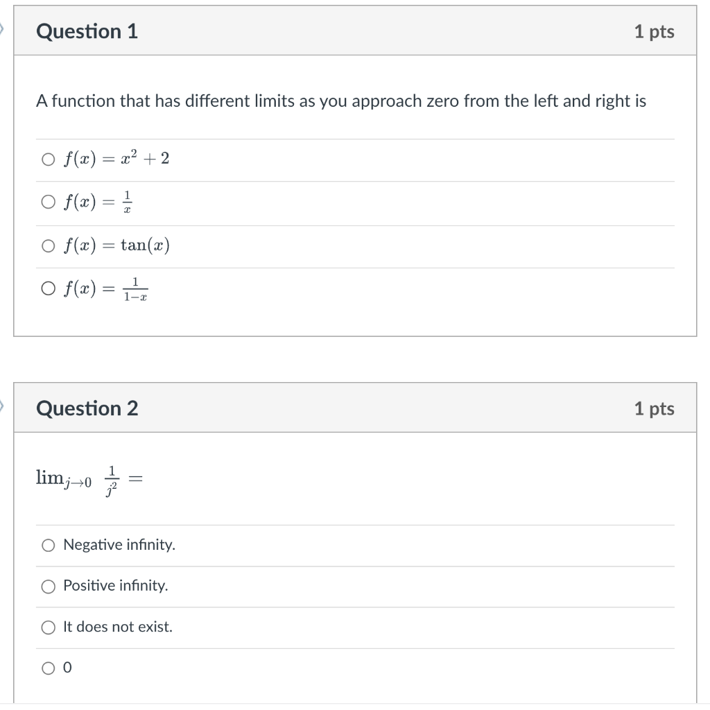 Solved A function that has different limits as you approach | Chegg.com