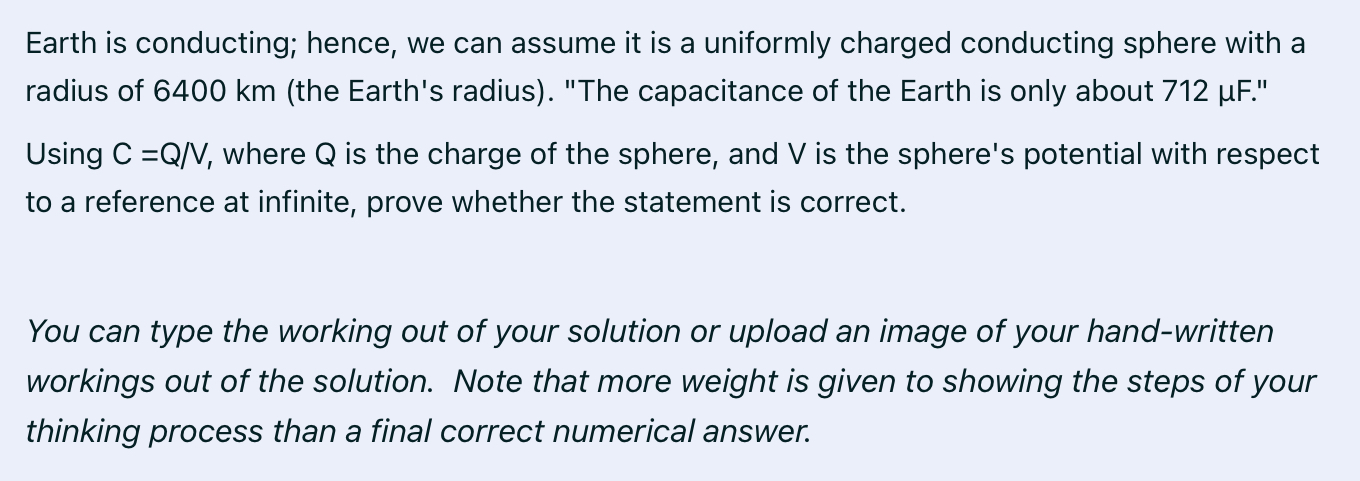 Solved Earth is conducting; hence, we can assume it is a | Chegg.com