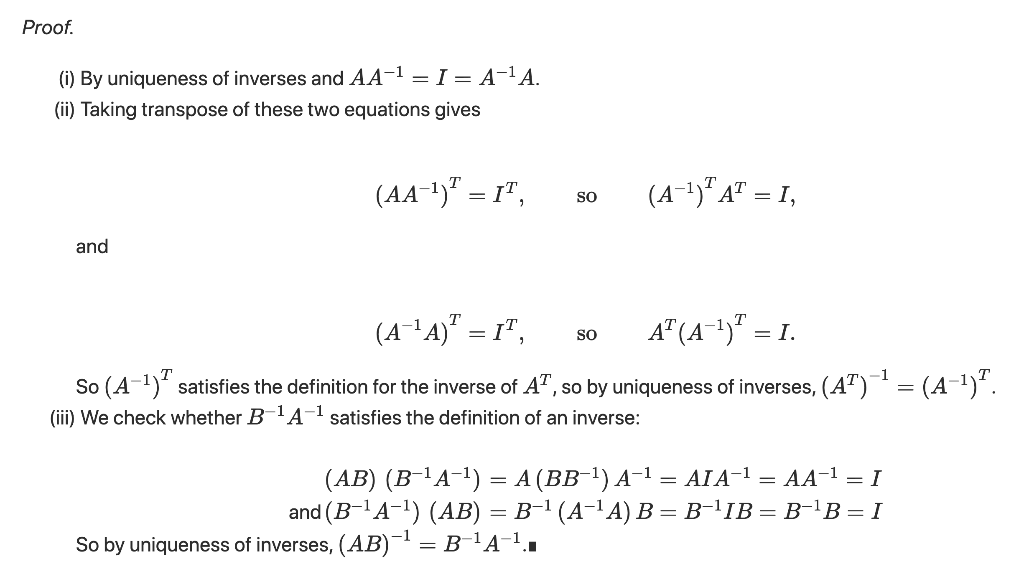 Solved 1. If A is nonsingular, then so is A-1 and (A-1) -1 = | Chegg.com