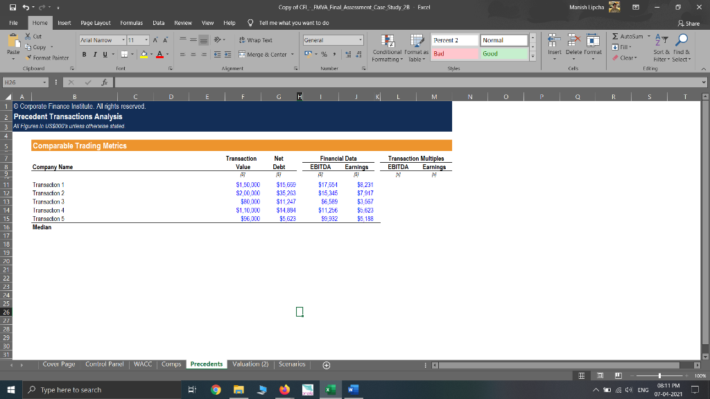 Download Case Study B, complete the financial model | Chegg.com