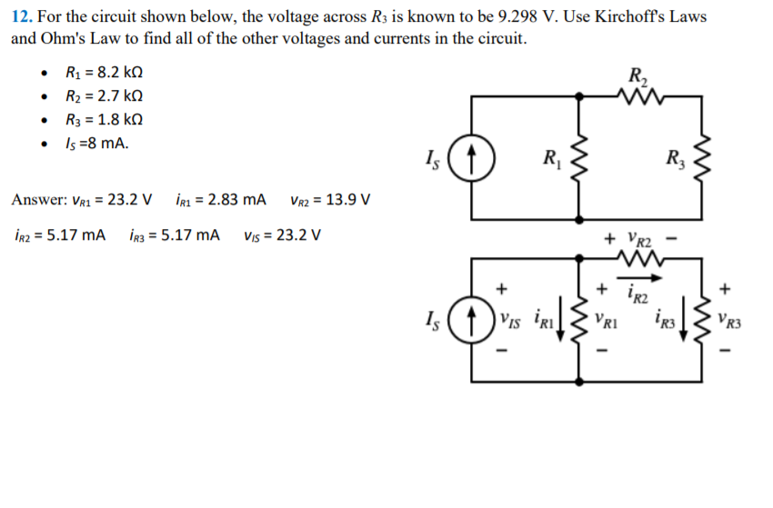 Solved 12. For the circuit shown below, the voltage across | Chegg.com