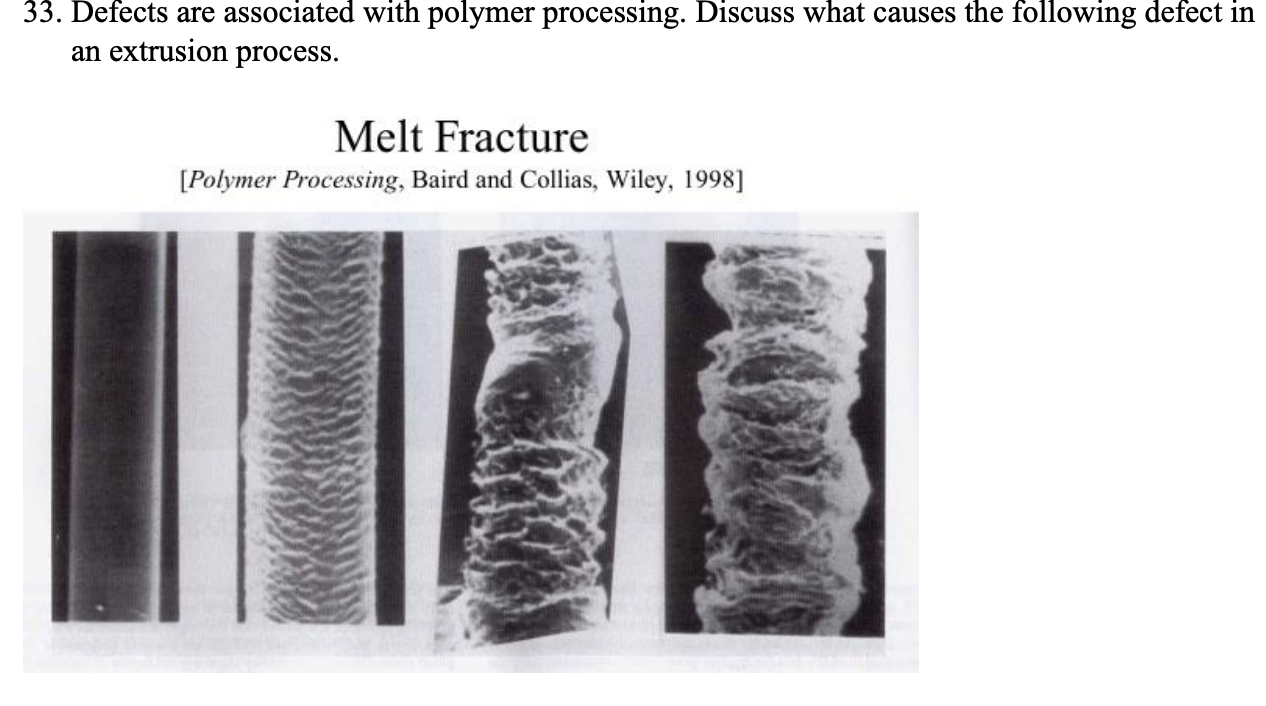 Solved 33. Defects are associated with polymer processing. | Chegg.com