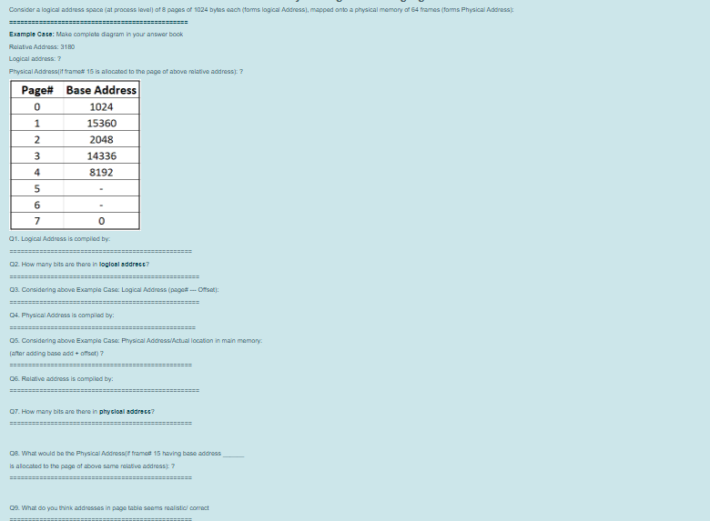 Solved Consider a logical address space (at process level of | Chegg.com