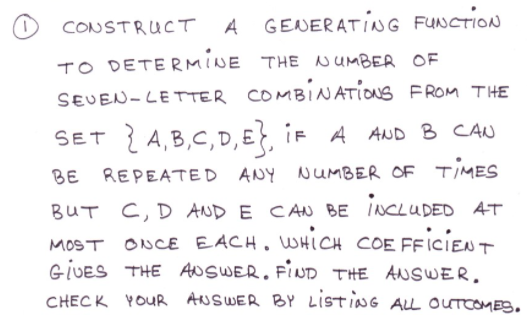 Solved CONSTRUCT A GENERATING FUNCTION TO DETERMINE THE | Chegg.com