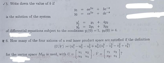 Solved 5. Write down the value of b if | Chegg.com