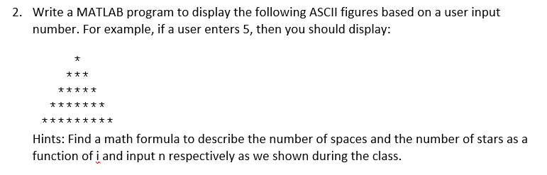 Solved 2. Write a MATLAB program to display the following | Chegg.com