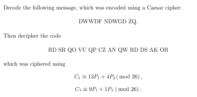 Decode the following message, which was encoded using | Chegg.com