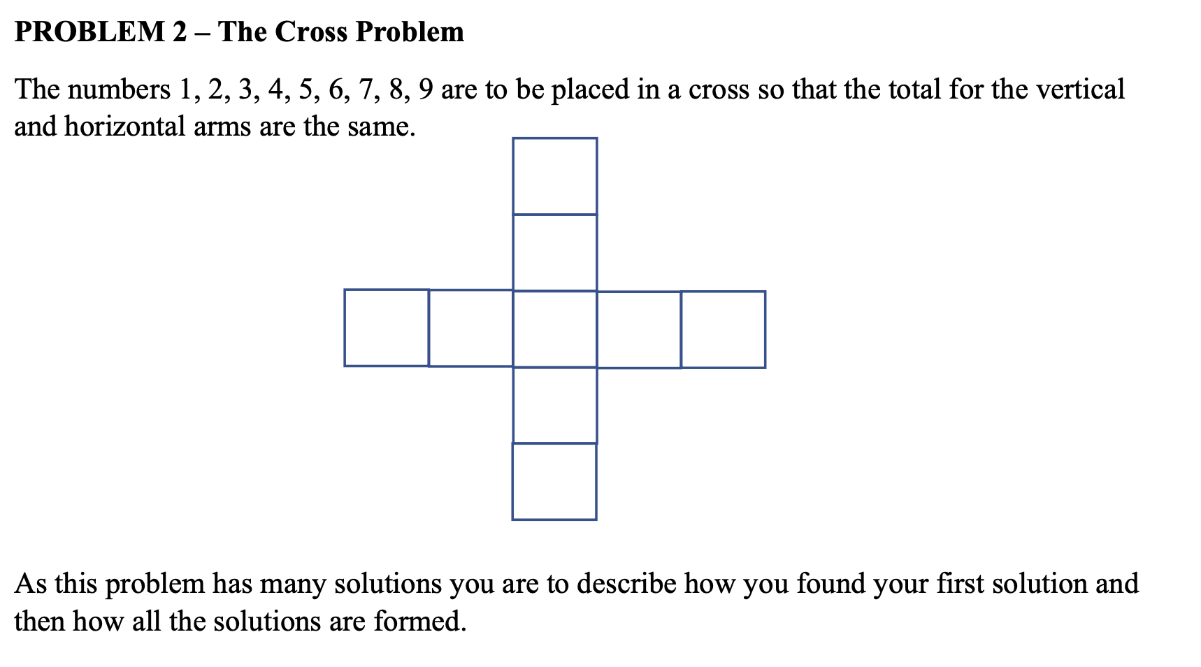 Solved PROBLEM 2 - The Cross Problem The numbers | Chegg.com