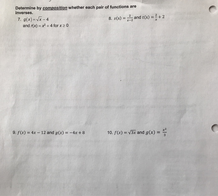Solved Determine by composition whether each pair of | Chegg.com