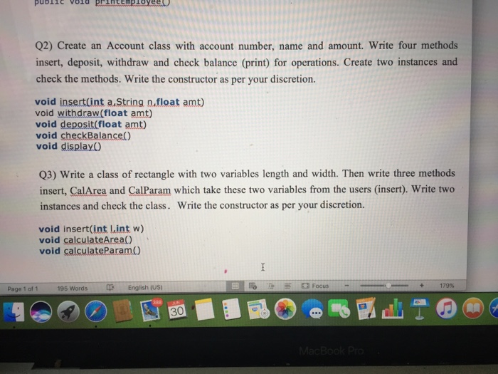 Solved Create an Account class with account number, name and | Chegg.com