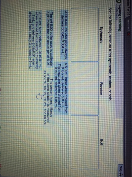 Solved Sort the following errors as either systematic, | Chegg.com