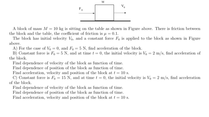 Solved A block of mass M = 10 kg is sitting on the table | Chegg.com