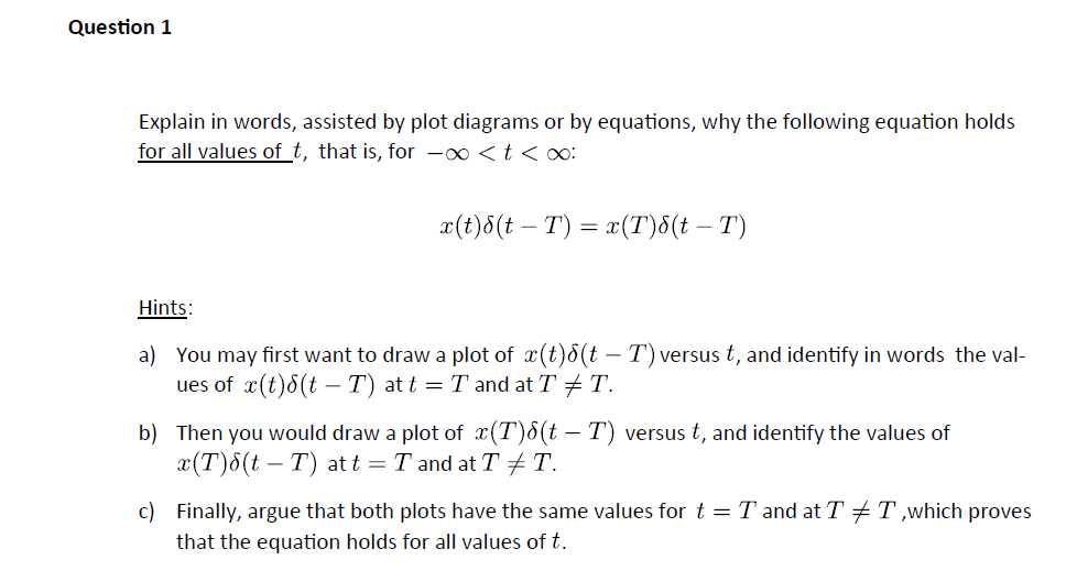 Solved Question 1Explain in ﻿words, assisted by ﻿plot | Chegg.com