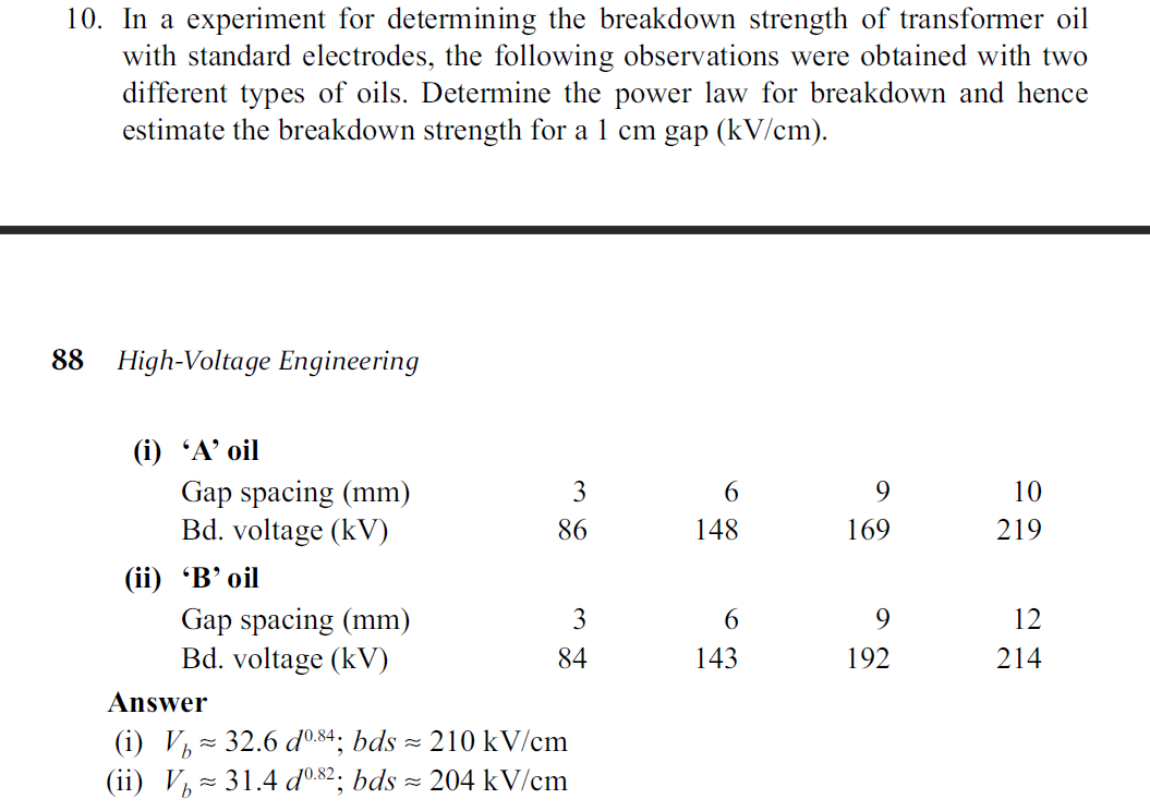 Solved 10. In a experiment for determining the breakdown | Chegg.com