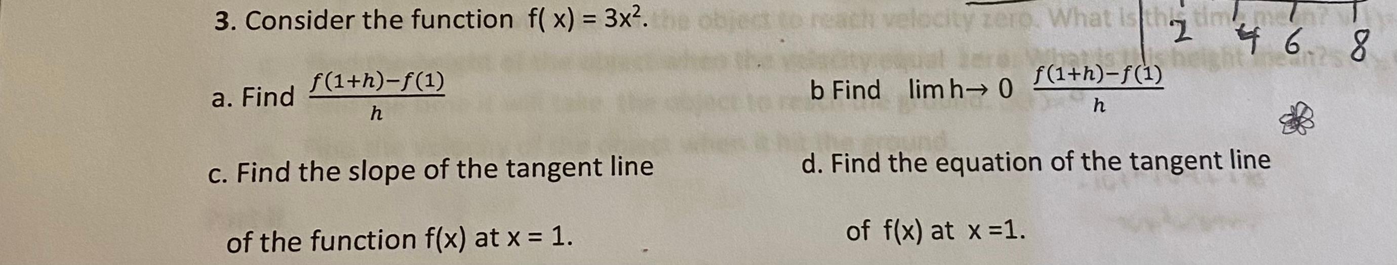Solved 3. Consider the function f(x)=3x2. a. Find | Chegg.com