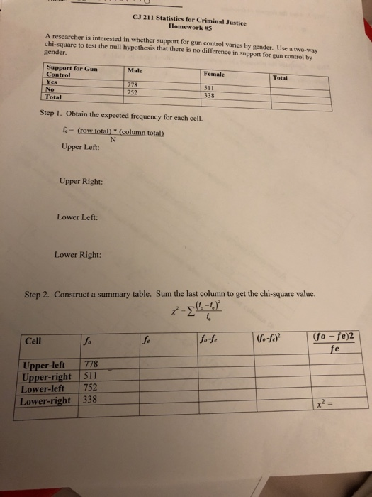Solved CJ 211 Statisties for Criminal Justice Homework #5 A | Chegg.com