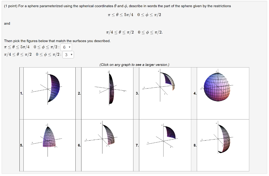 Solved (1 point) For a sphere parameterized using the | Chegg.com