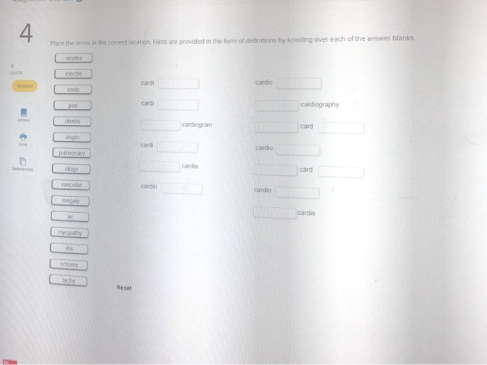 Solved Place the terms in the correct location. Hints are | Chegg.com