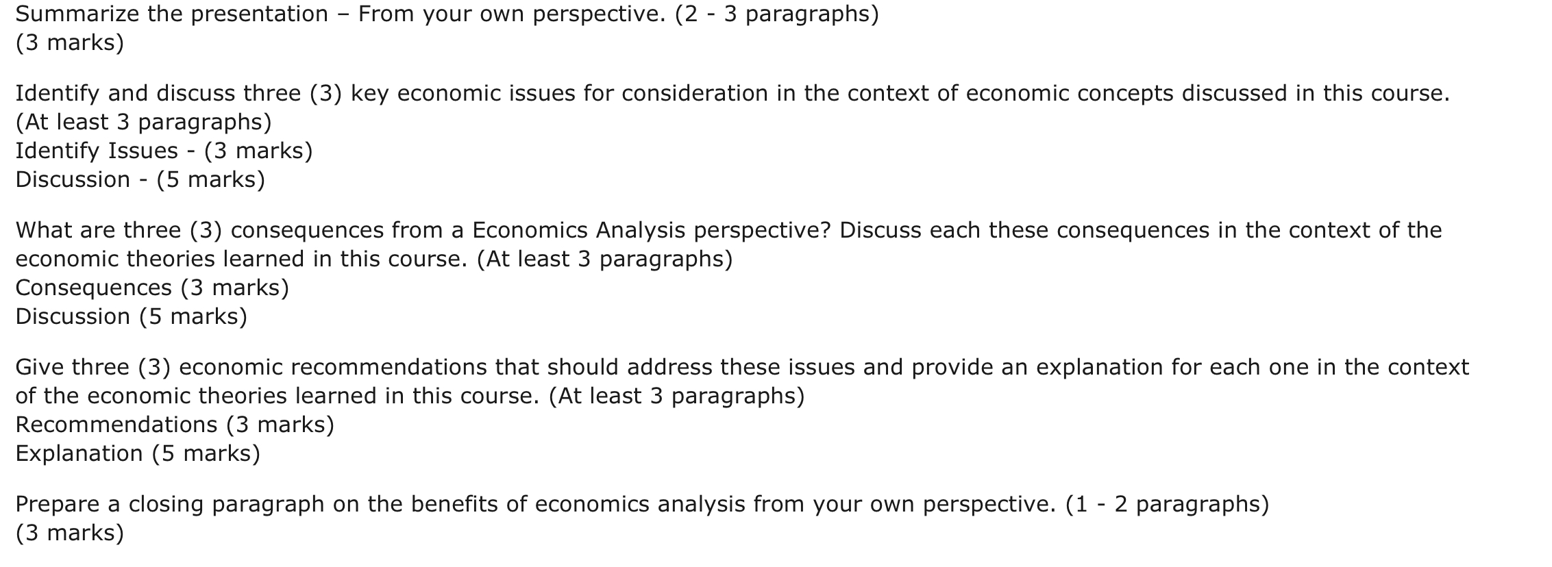 Summarize the presentation - ﻿From your own | Chegg.com