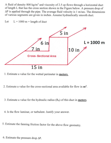 Solved A fluid of density 800 kg/m3 and viscosity of 2.5cp | Chegg.com