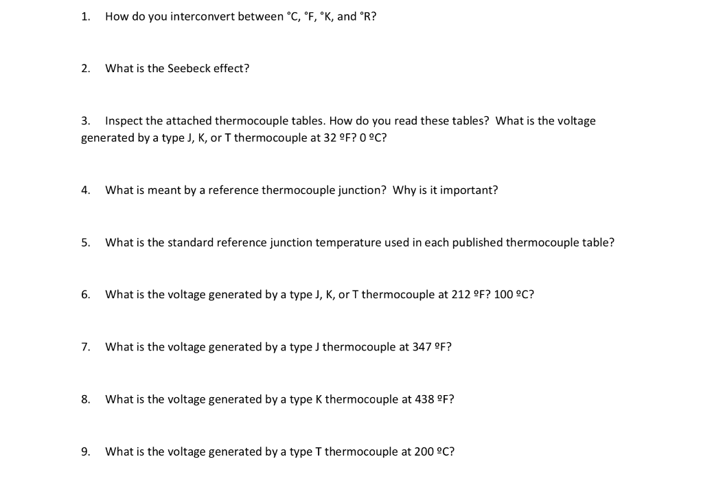 Solved 1. How do you interconvert between °C, °F, K, and 'R? | Chegg.com