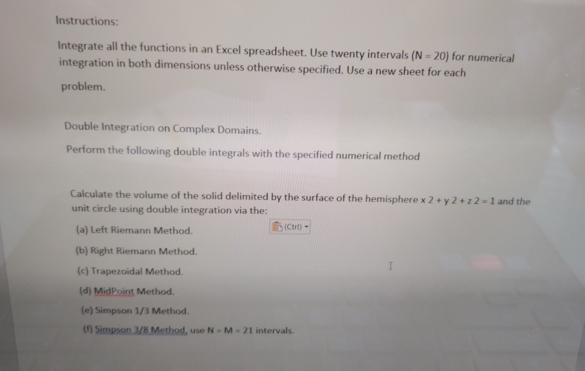 Instructions: Integrate all the functions in an Excel | Chegg.com