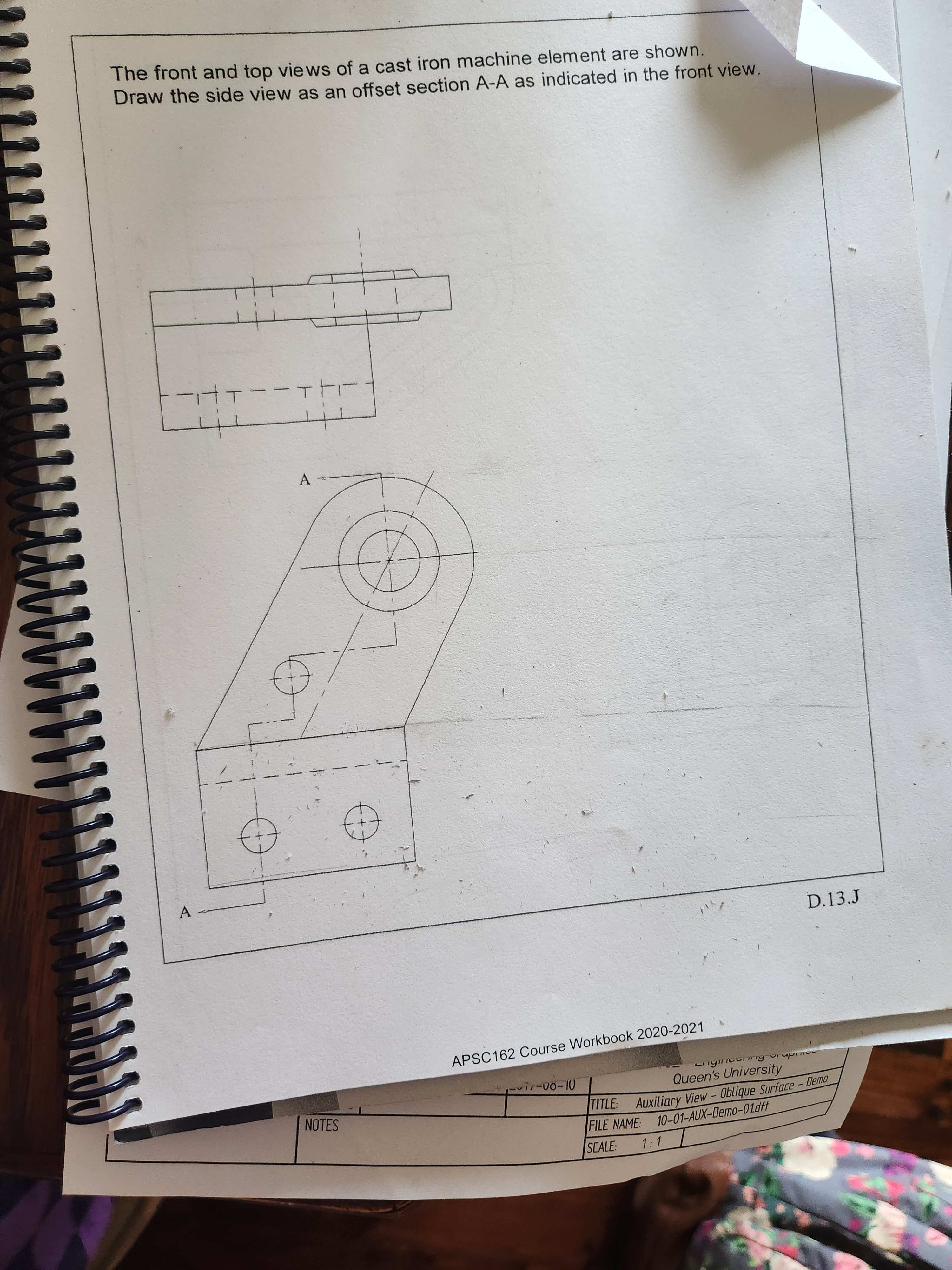 Solved The front and top views of a cast iron machine | Chegg.com