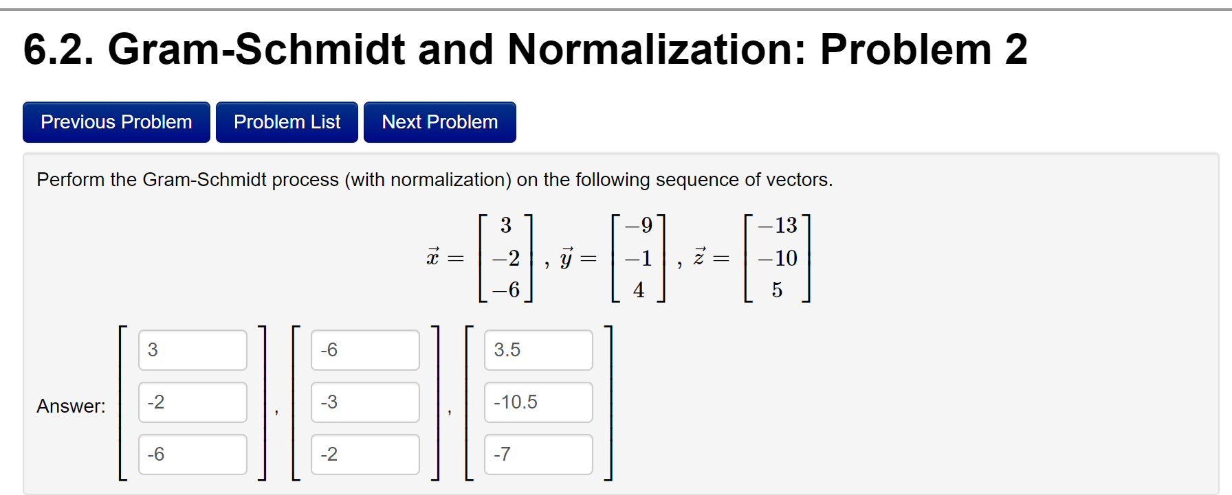 Solved 6.2. Gram-Schmidt and Normalization: Problem 2 | Chegg.com