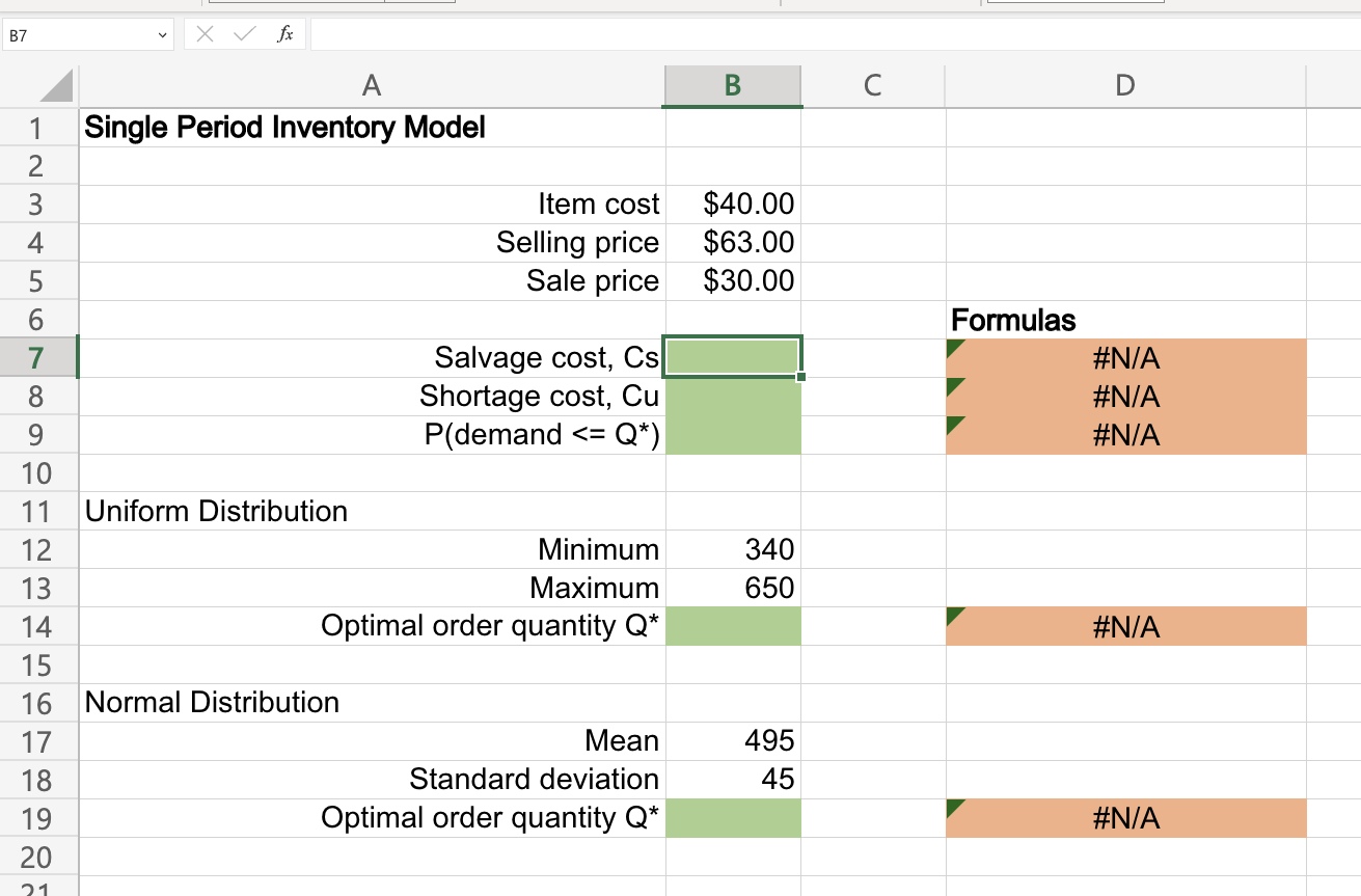 Solved Excel Online Activity: Single-Period Inventory Let us | Chegg.com