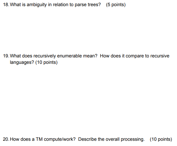 Solved 18. What is ambiguity in relation to parse trees? (5 | Chegg.com Solved 18. What is ambiguity in relation to parse trees? (5 | Chegg.com