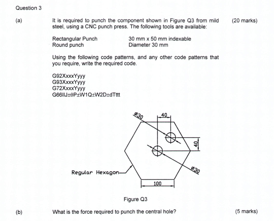 Solved Question 3 it is required to punch the component | Chegg.com