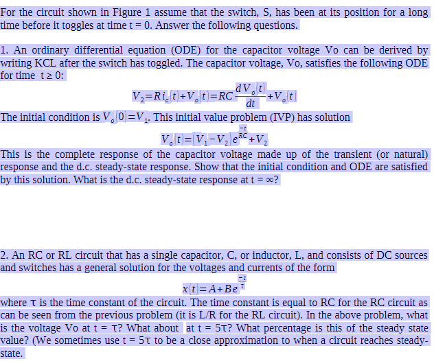 [Solved]: For the circuit shown in Figure 1 assume tha