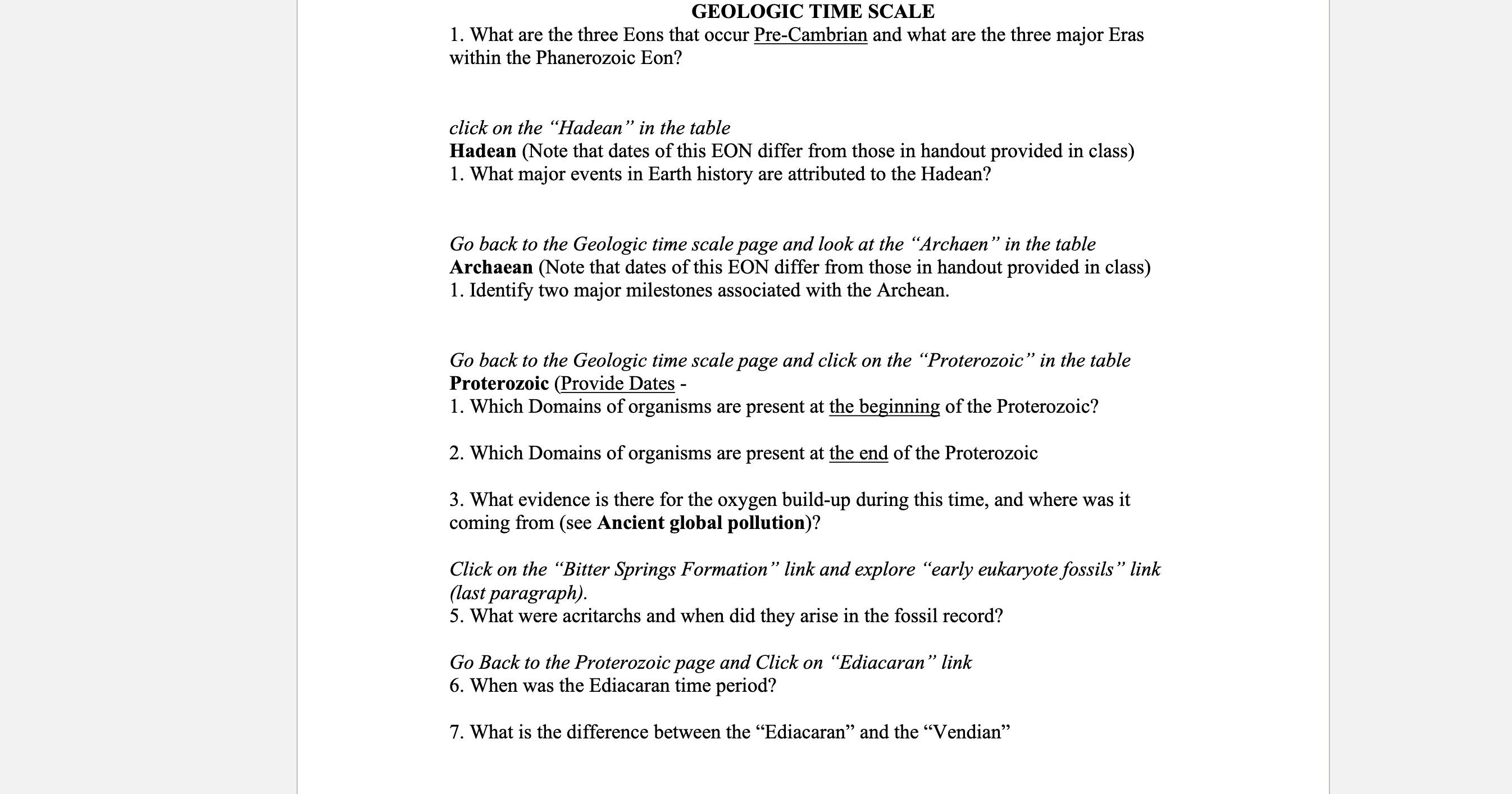 Solved GEOLOGIC TIME SCALEWhat are the three Eons that occur | Chegg.com