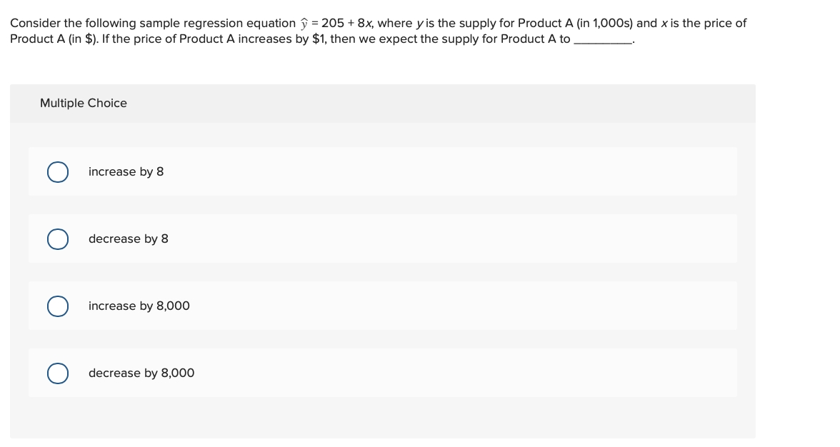 Solved Consider the following sample regression equation ý = | Chegg.com