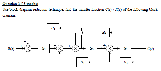 Question 3Use block diagram reduction technique, find | Chegg.com