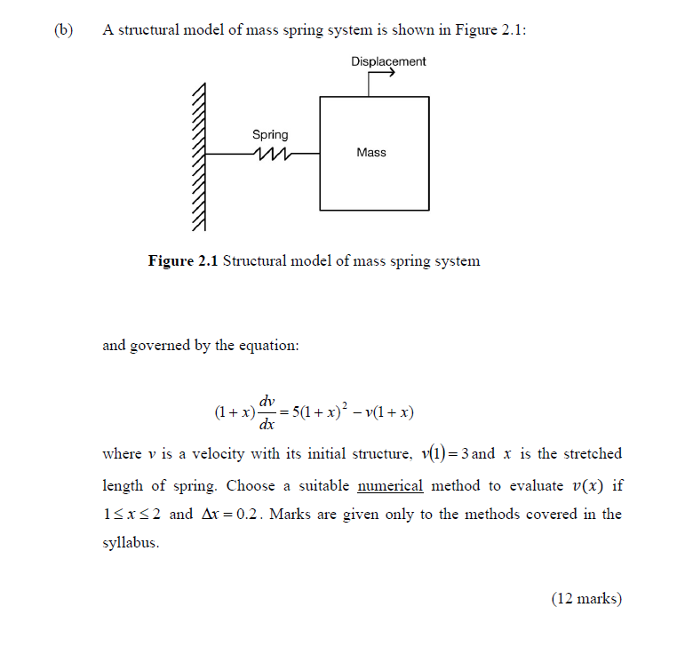 Solved (6) A structural model of mass spring system is shown | Chegg.com