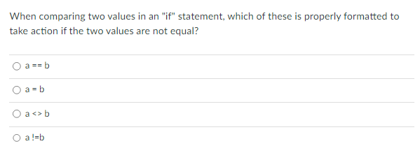 Solved When comparing two values in an "if" statement, which | Chegg.com