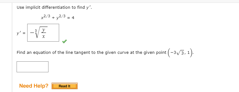 Solved Use implicit differentiation to find y'. x2/3 + +y2/3 | Chegg.com