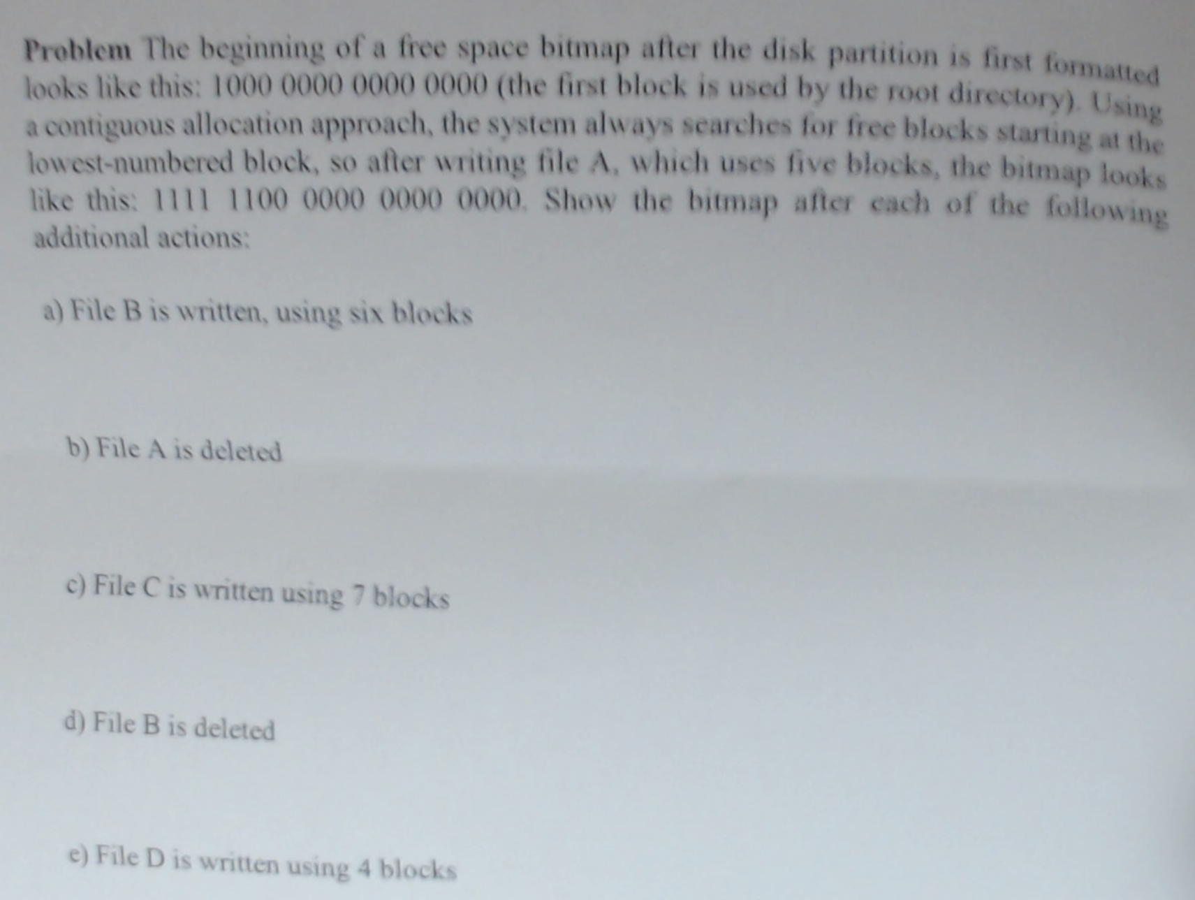 Solved Problem The Beginning Of A Free Space Bitmap After 