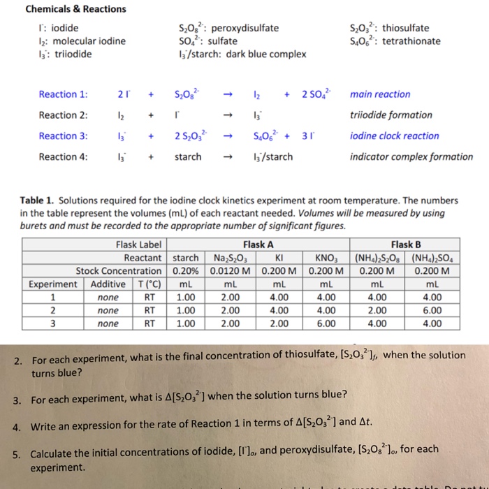 Solved Chemicals & Reactions l: iodide 2: molecular iodine | Chegg.com