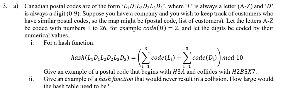 Solved a) ﻿Canadian postal codes are of the form | Chegg.com
