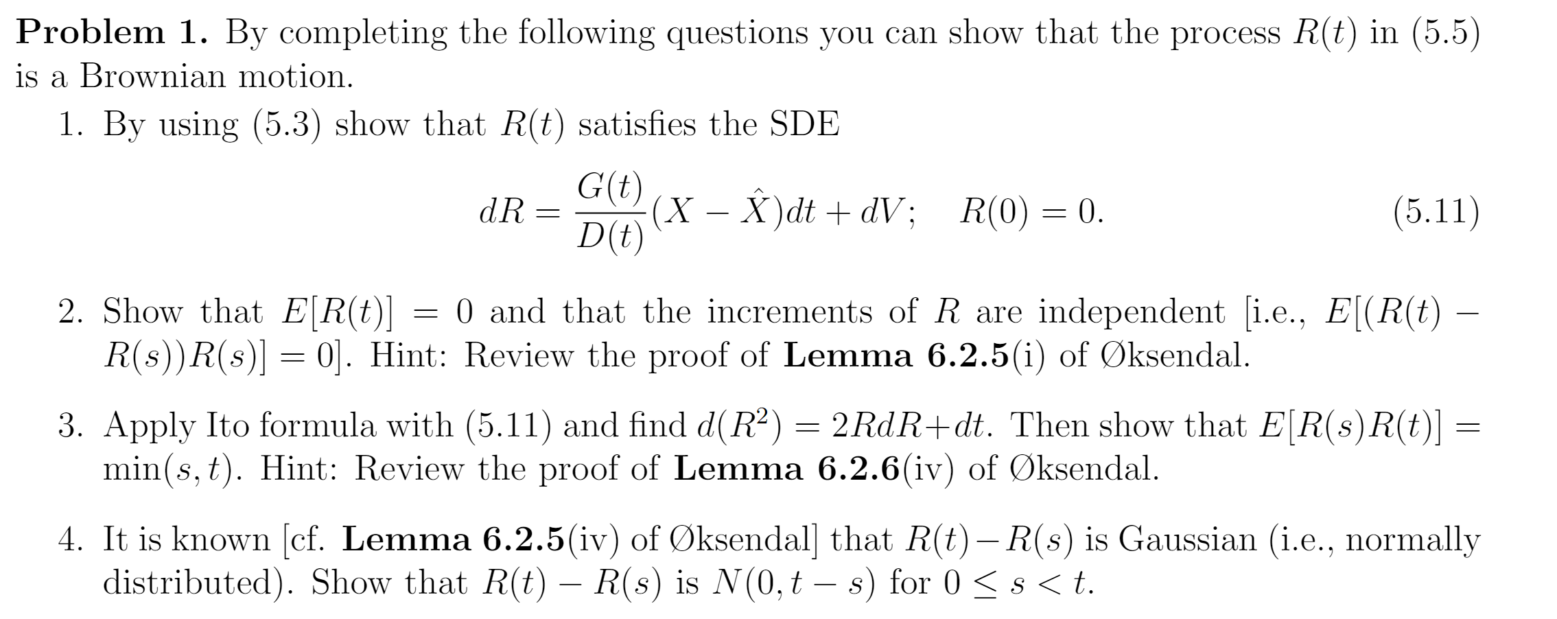 Linear filtering problem. Let U(t) and V(t) be | Chegg.com