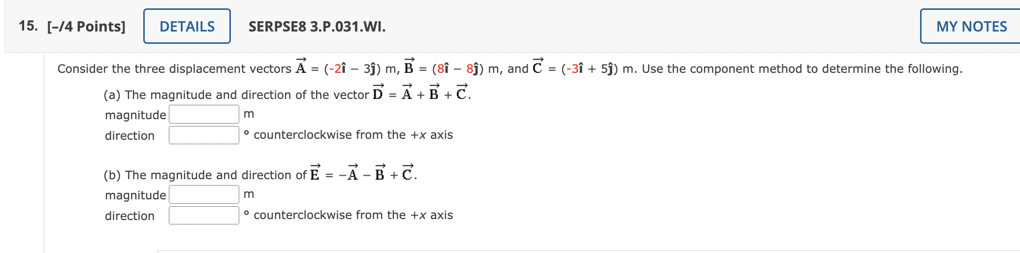 [Solved]: Consider the three displacement vectors ( over