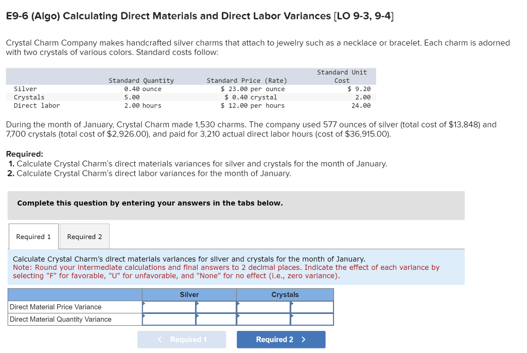 Solved E9-6 (Algo) Calculating Direct Materials and Direct | Chegg.com
