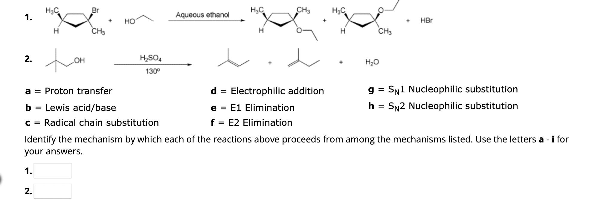 Solved 2. a= Proton transfer d = Electrophilic addition | Chegg.com