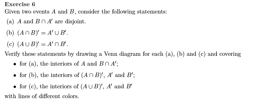 Solved Given two events A and B, consider the following | Chegg.com