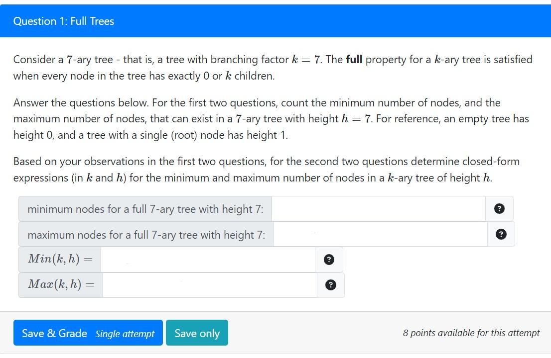 Solved Consider a 7 -ary tree - that is, a tree with | Chegg.com Solved Consider a 7 -ary tree - that is, a tree with | Chegg.com